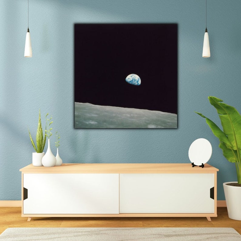 Earthrise Apollo 8 NASA Canvas Print, Image of Earth From Moons Surface ...