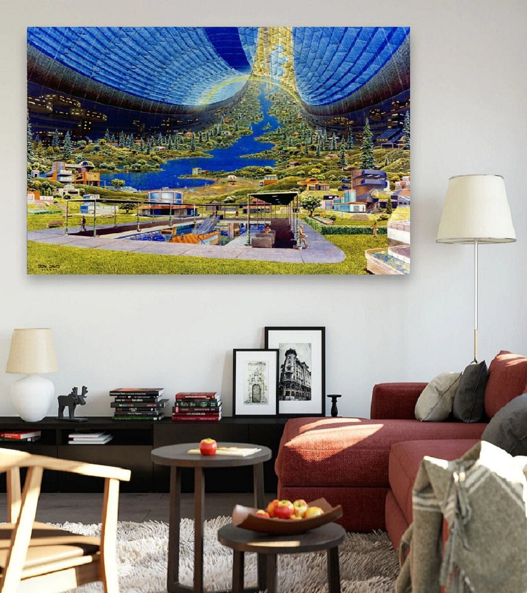 Nasa Stanford Torus Canvas Wall Art, Science Fiction Print, Vintage Sci ...