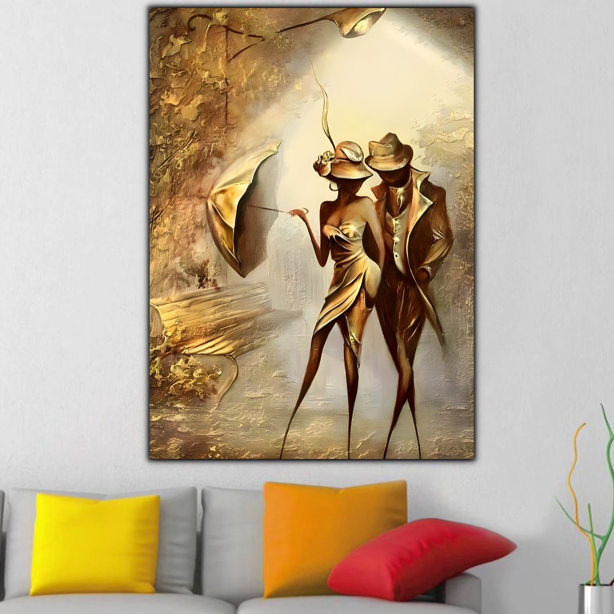 Gold Tango Canvas Wall Art, Tango Wall Art, Dancing Couple Painting ...