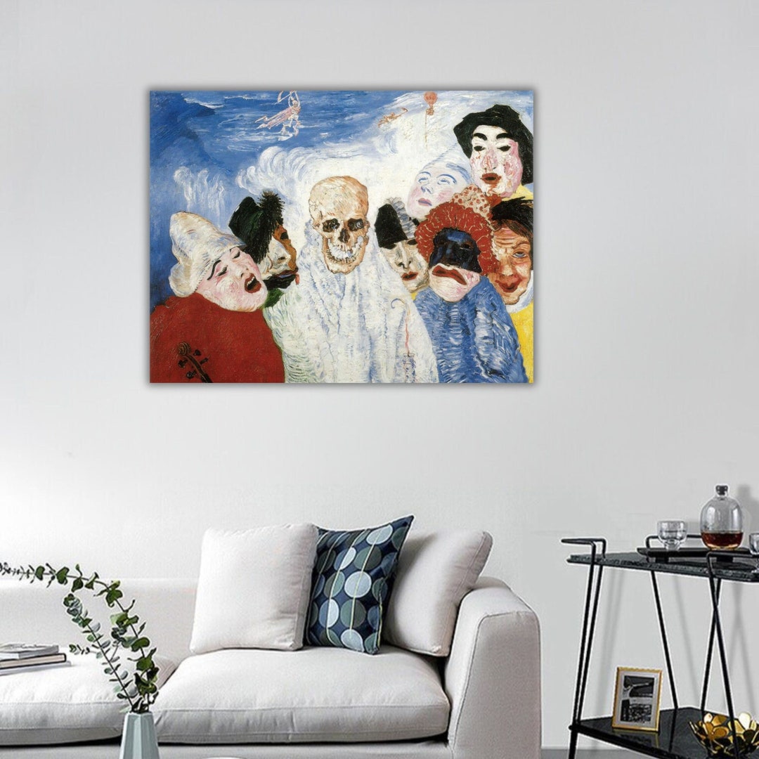 James Ensor Canvas Wall Art, Skeleton Obelisk 1892 Canvas Print, James Ensor Home Design, Canvas ...