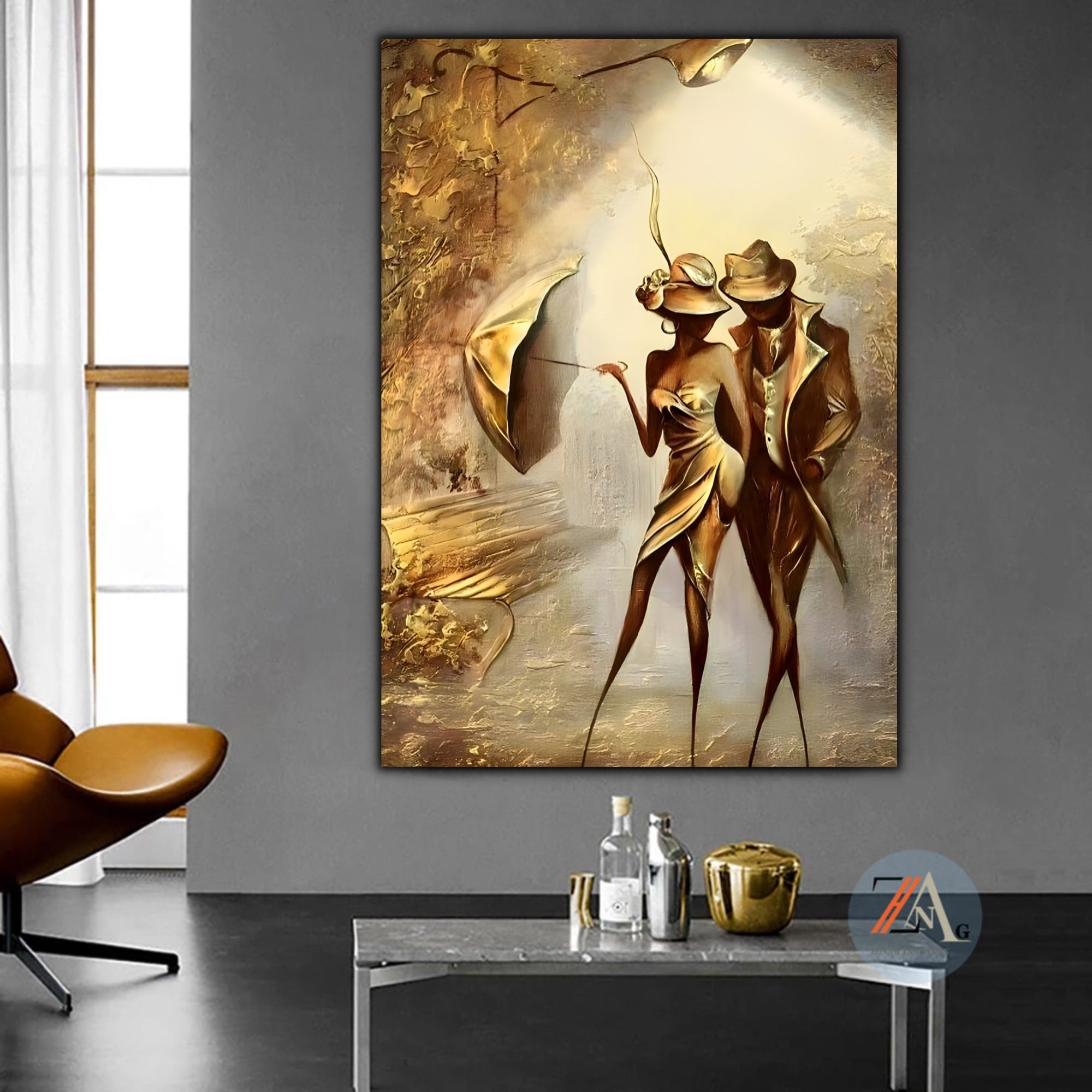 Gold Tango Canvas Wall Art, Tango Wall Art, Dancing Couple Painting ...