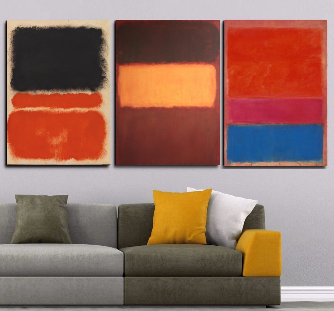 Mark Rothko Set of 3 Wall Decor, Rothko Blue Over Red, Mark Rothko ...