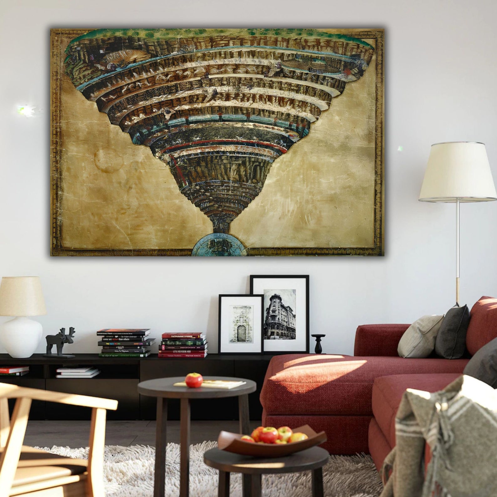 Sandro Botticelli Wall Art, Map of Hell Canvas 1485 Print, Divine ...