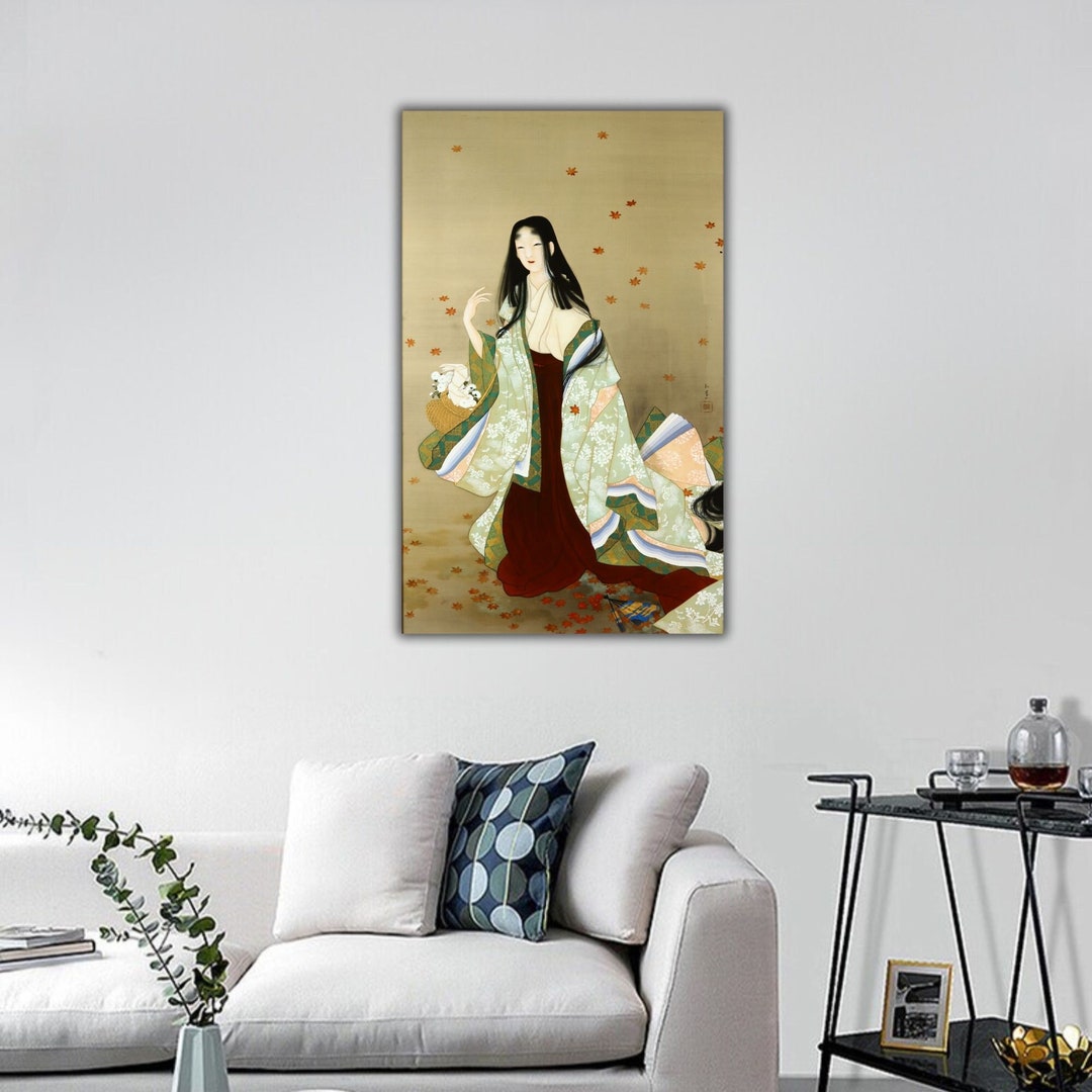 Uemura Shoen Wall Art, Flower Basket Canvas Print, Noh Play Wall Decor ...