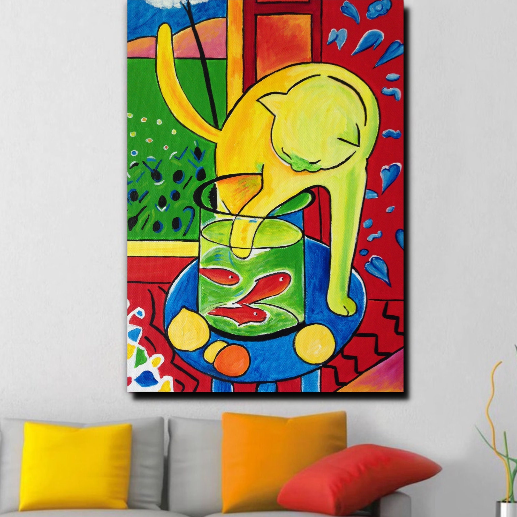 Matisse Cat With Red Fish Wall Art, Cat and Fish Art, Henri Matisse ...
