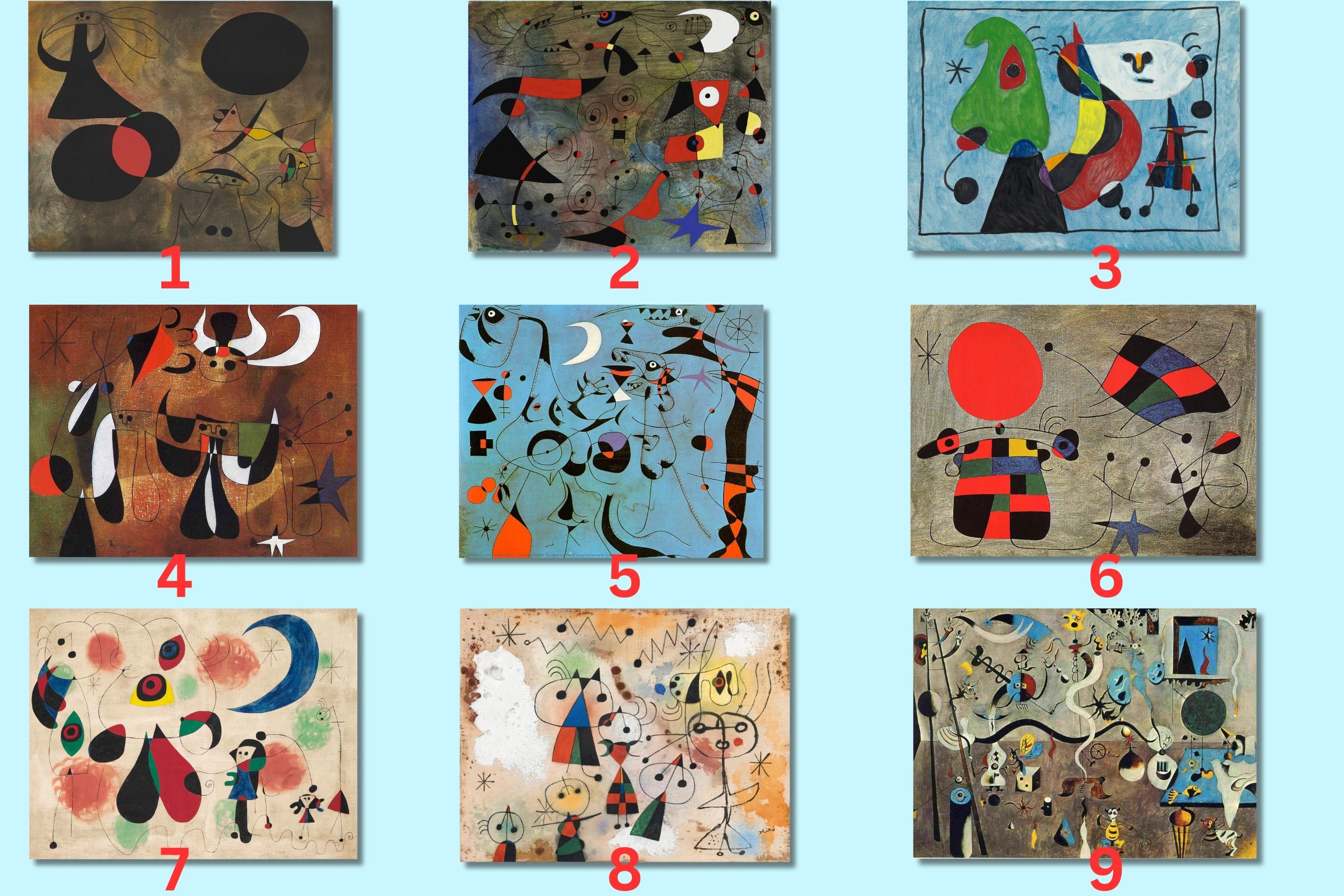 Custom Set of 3 Joan Miro Canvas Wall Art, Choose 3 of From Joan Miro's ...