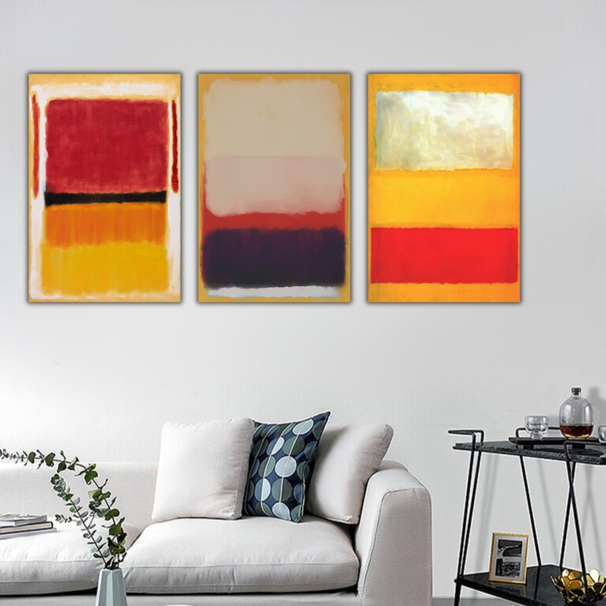Set of 3 Mark Rothko Canvas Print, Mark Rothko Wall Arts, Mark Rothko ...
