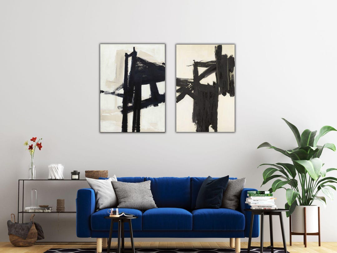 Franz Kline Set of 2 Wall Art, Franz Kline Black White Wall Decor ...