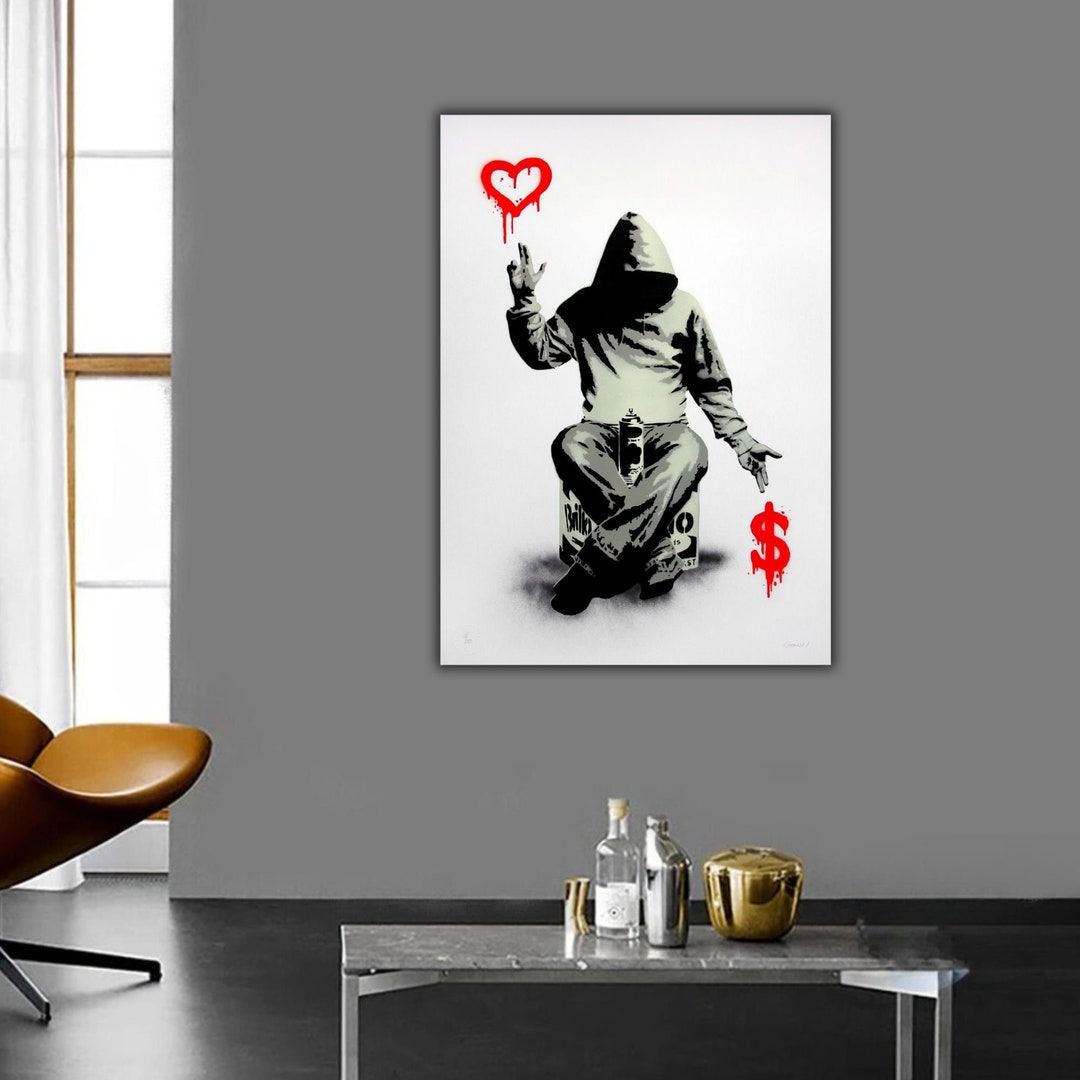 Banksy Money or Love Canvas Print, Graffiti Wall Decor, Banksy Street ...