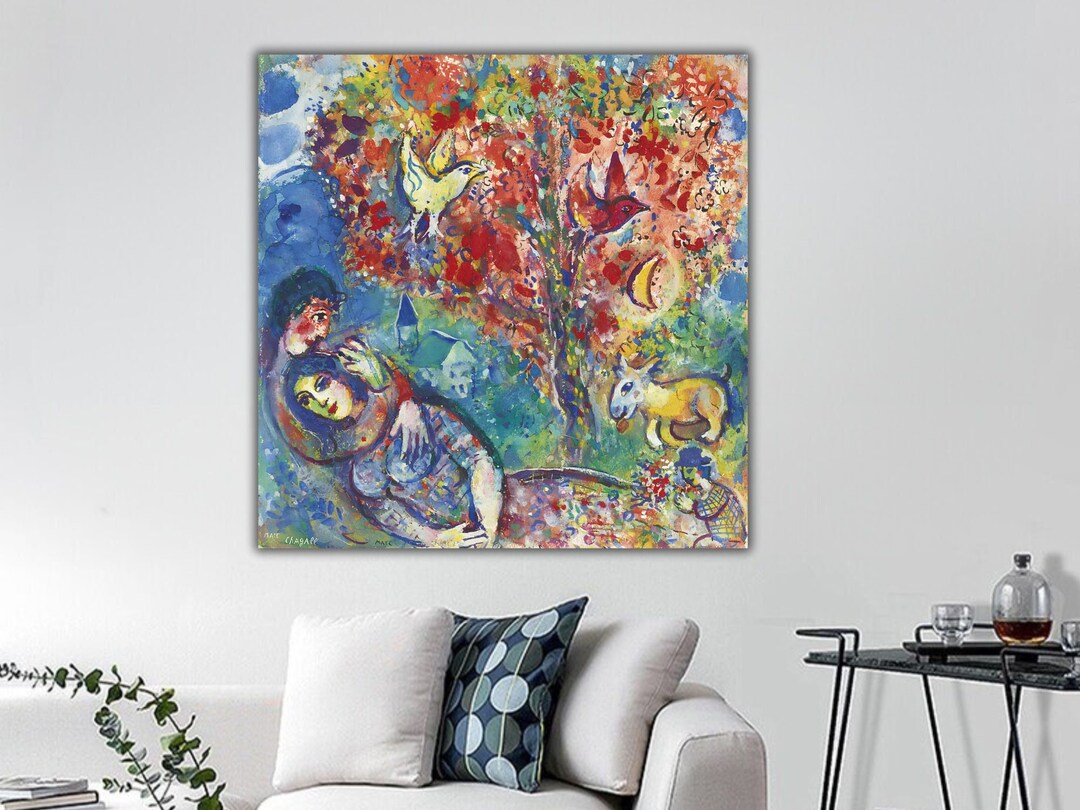 Marc CHAGALL Canvas Print, Couple Under Tree Wall Art, Marc CHAGALL ...