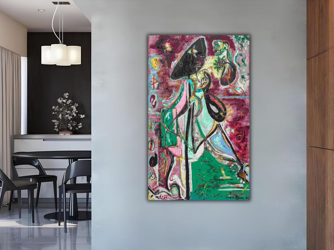 The Moon Woman Wall Art, Jackson Pollock Canvas Print, Abstract ...