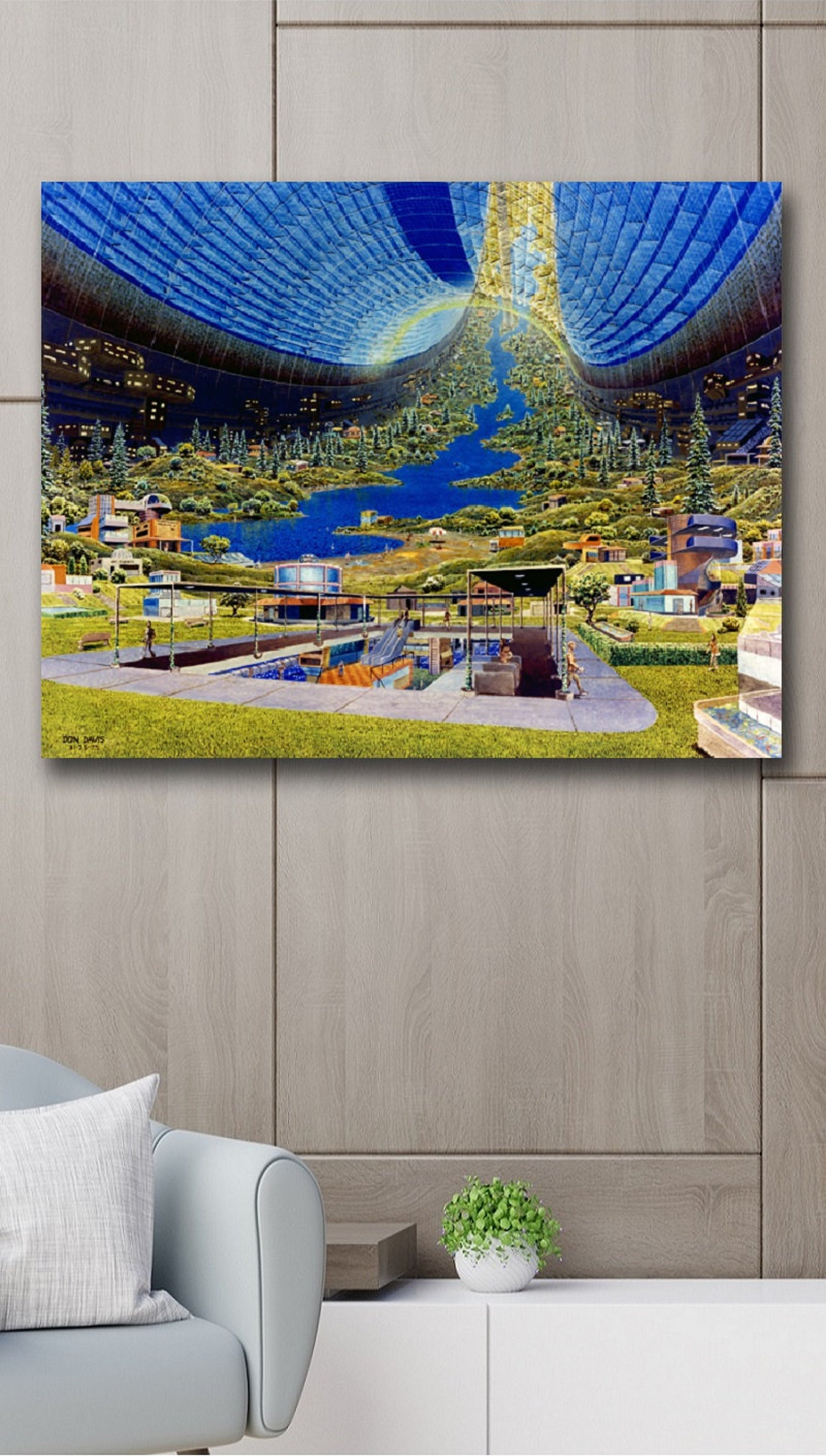 Nasa Stanford Torus Canvas Wall Art, Science Fiction Print, Vintage Sci ...