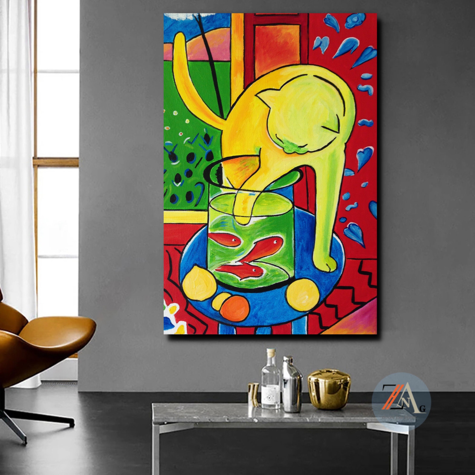Matisse Cat With Red Fish Wall Art, Cat and Fish Art, Henri Matisse ...