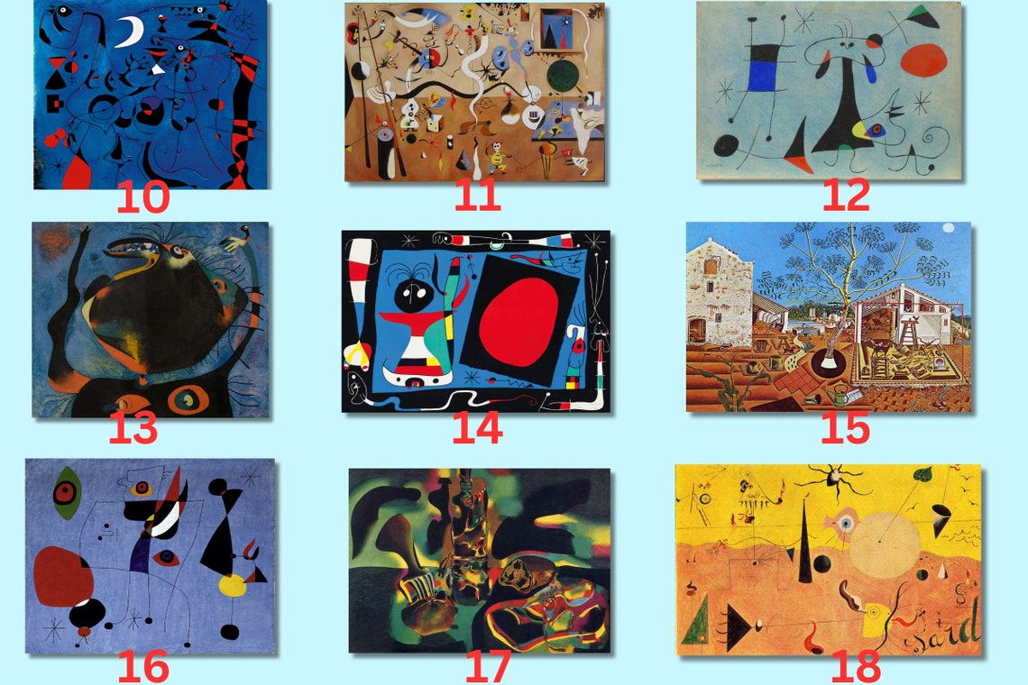 Custom Set of 3 Joan Miro Canvas Wall Art, Choose 3 of From Joan Miro's ...