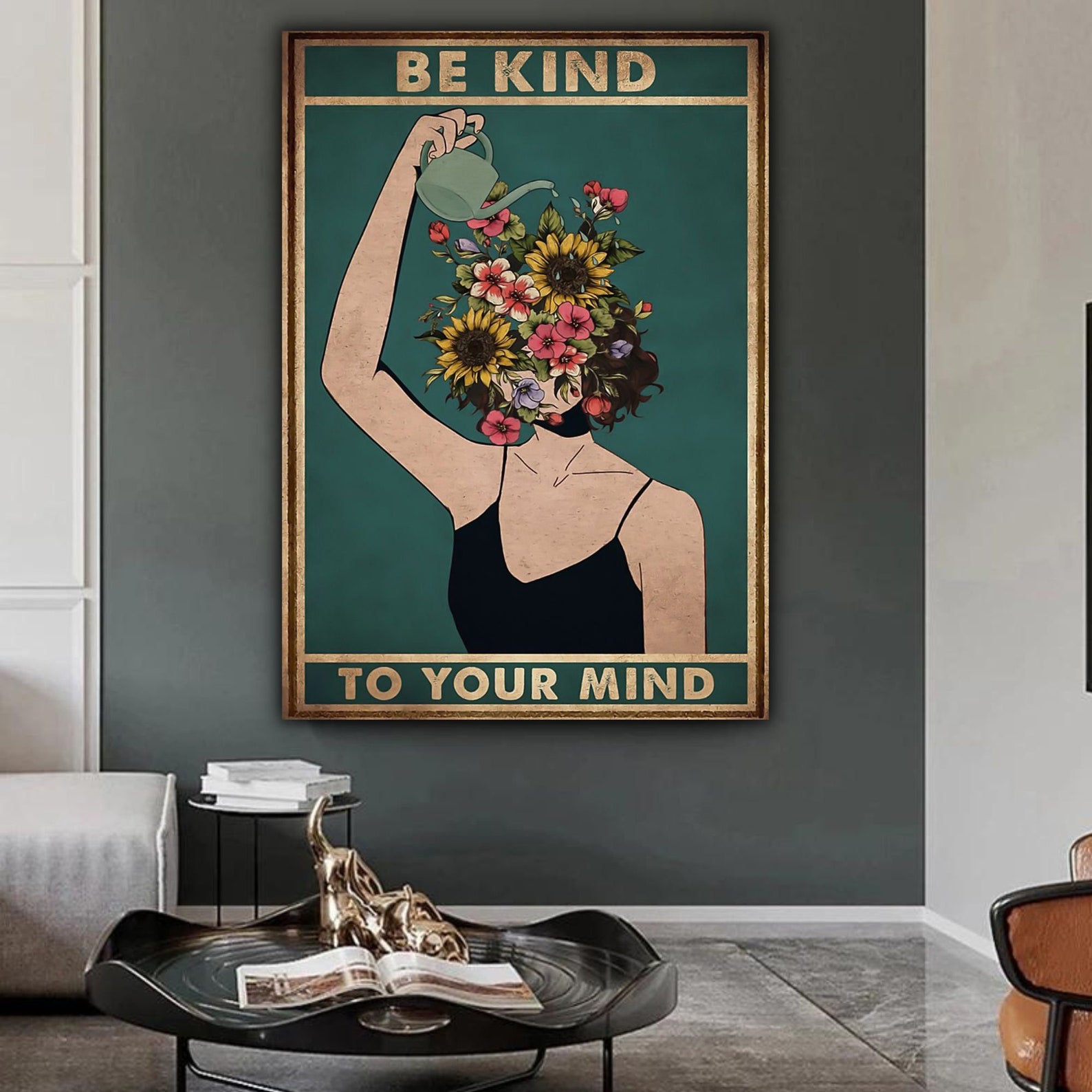 Be Kind to Your Mind Canvas Wall Art, Vintage Poster, Mental Health ...