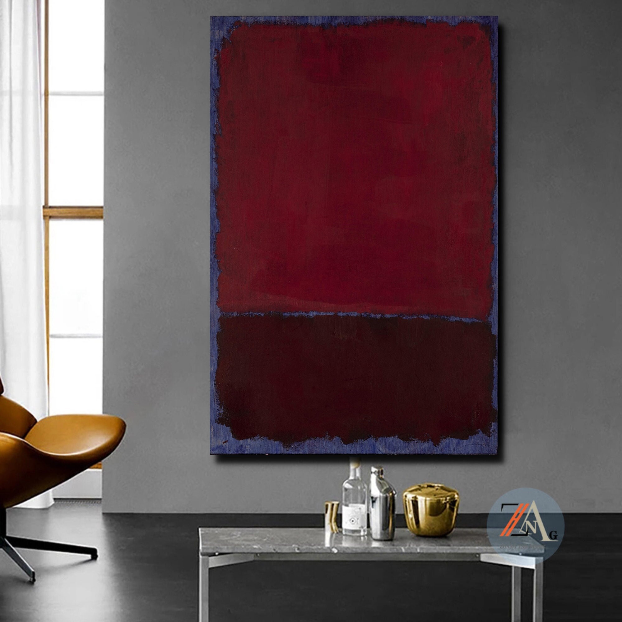 Red and Burgundy Over Blue 1969 Print, Mark Rothko Canvas Print, Rothko ...
