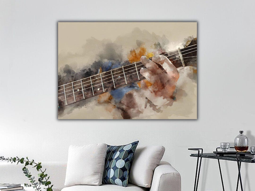 Abstract Guitar Wall Art, Watercolor Guitar Canvas Printing, Guitar ...