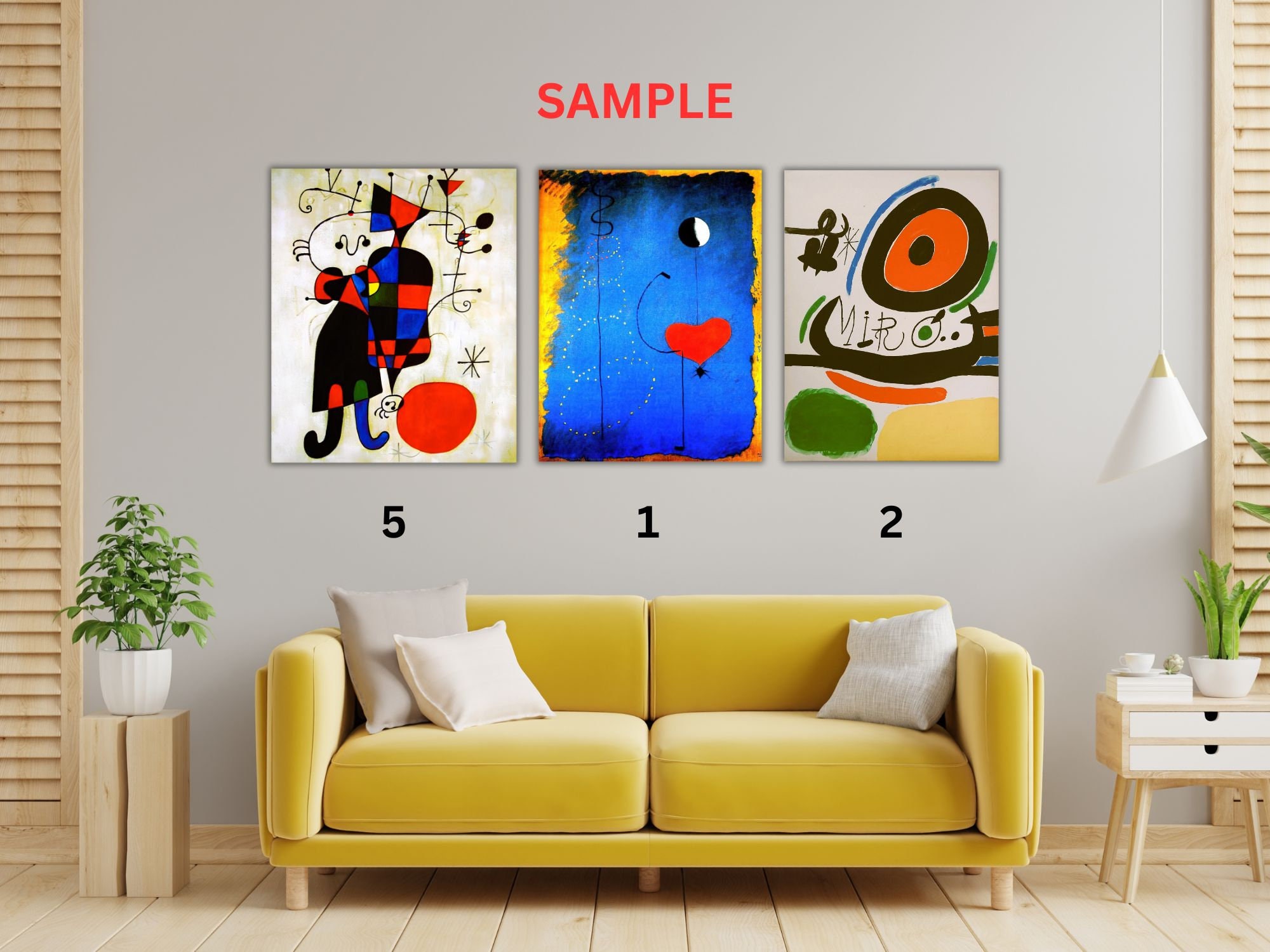 Custom Set of 3 Joan Miro Canvas Wall Art, Choose 3 of From Joan Miro's ...