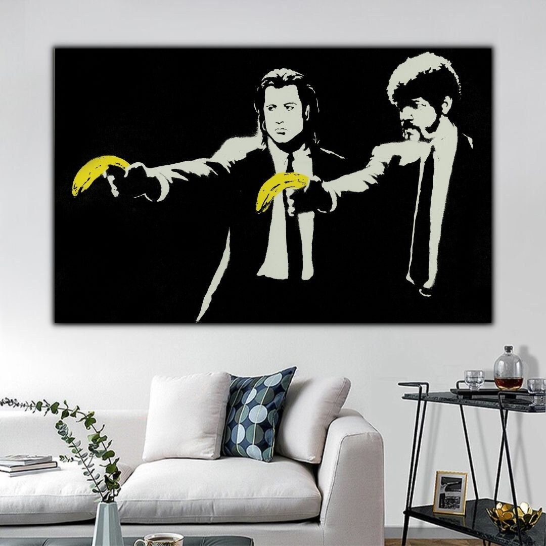Pulp Fiction Banana Print, Banksy Pulp Fiction Canvas Wall Art, Pulp ...