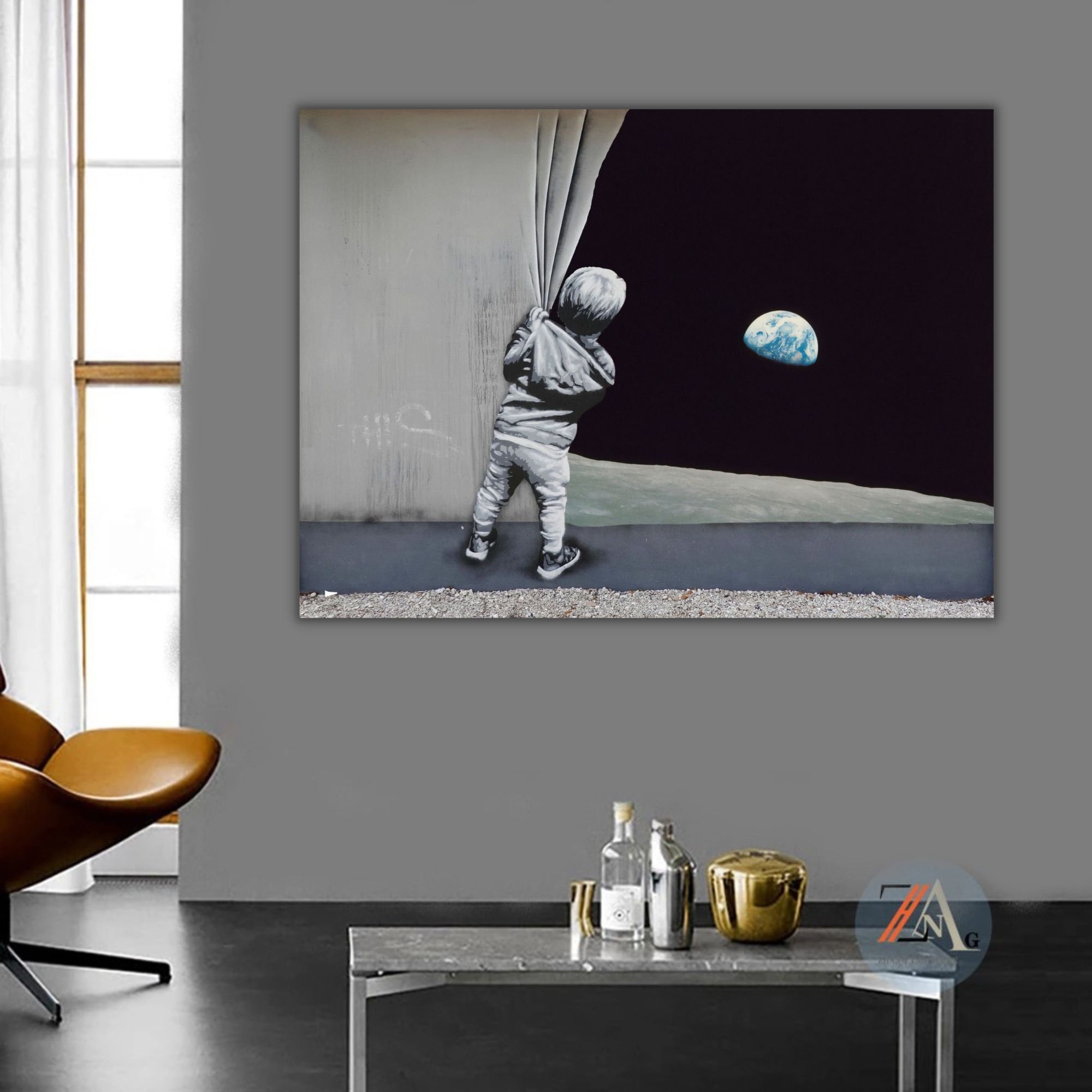 Banksy Behind the Curtain Wall Art Bansky Earthrise Canvas - Etsy