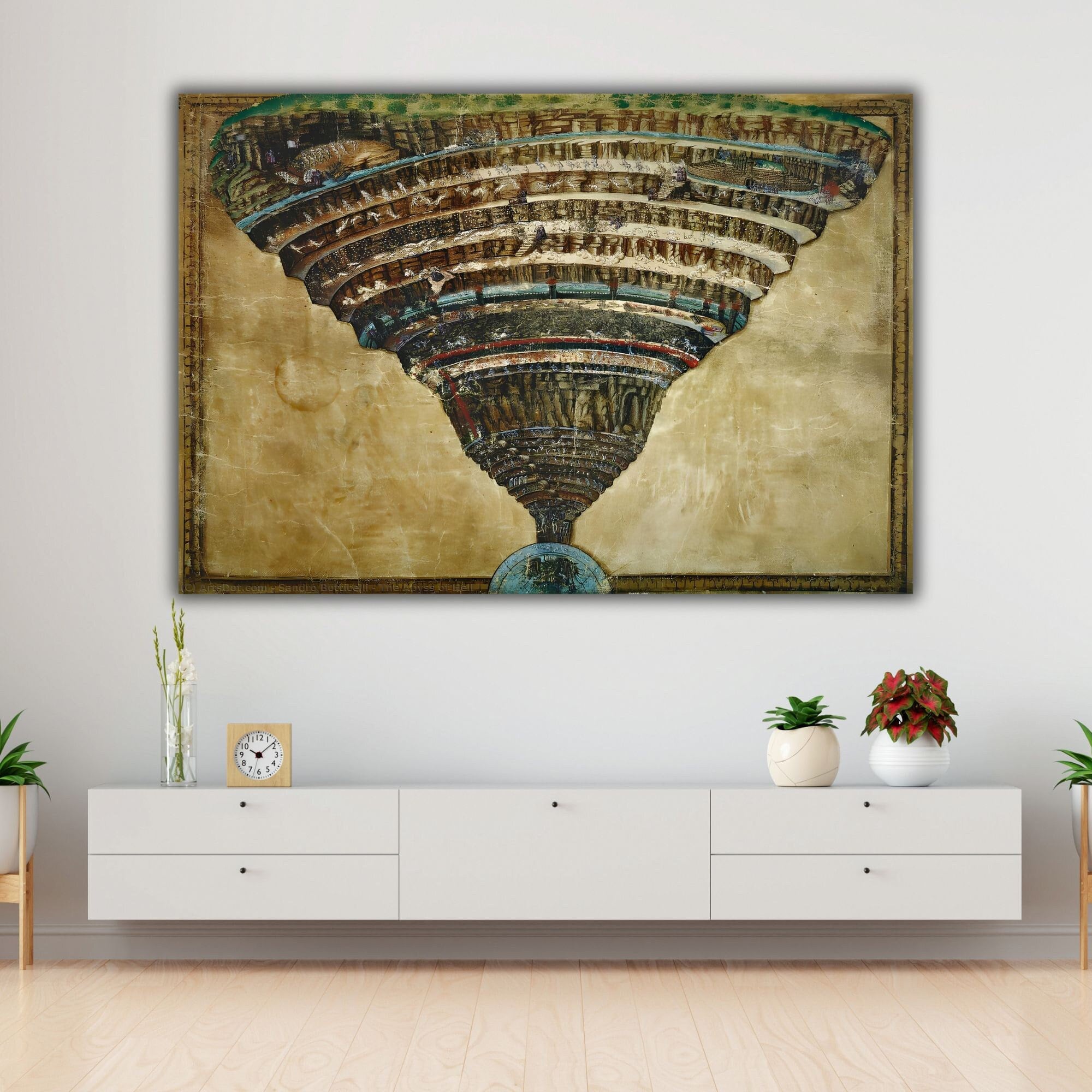 Sandro Botticelli Wall Art, Map of Hell Canvas 1485 Print, Divine ...