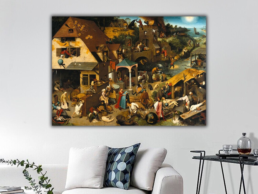 The Dutch Proverbs Canvas Print Art, Pieter Bruegel Wall Art, the Dutch ...