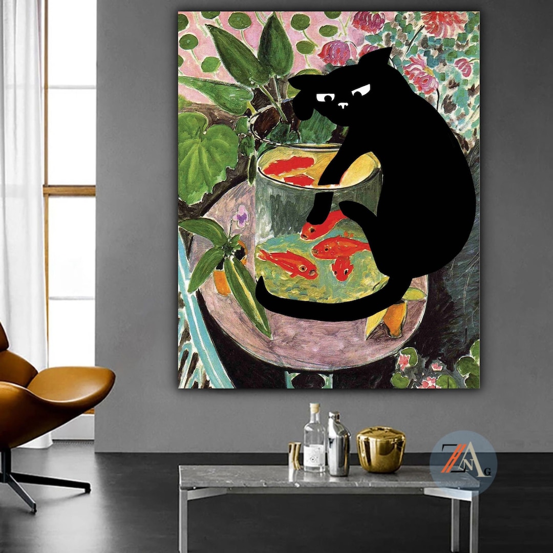 Matisse Goldfish With Cat Wall Art Cat and Fish Art Henri - Etsy