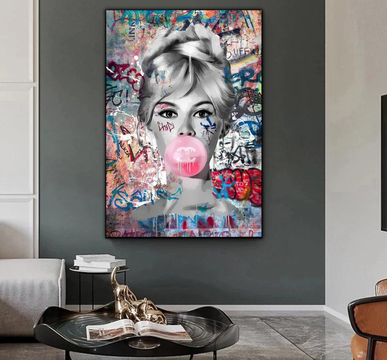 Blowing Bubbles Pop Art Set of 3 Print, Blowing Bubble Gum Canvas Art ...