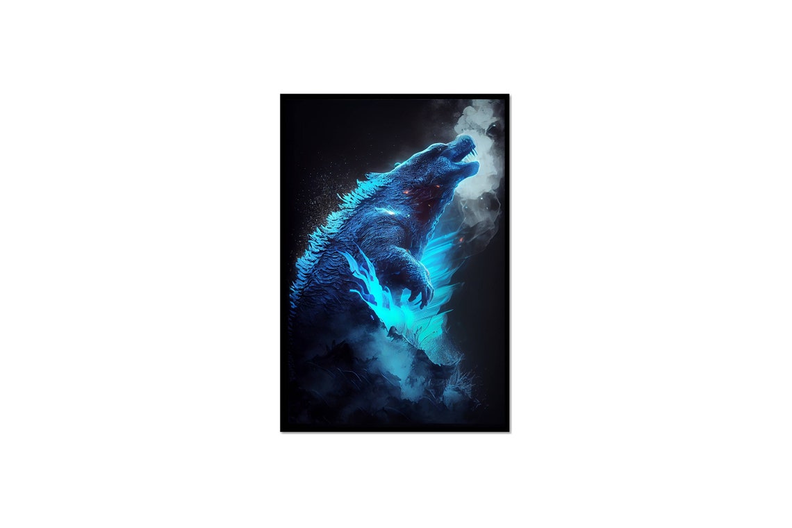Godzilla Glowing Blue Lightning Print //COOL GODZILLA GRAPHICS ...
