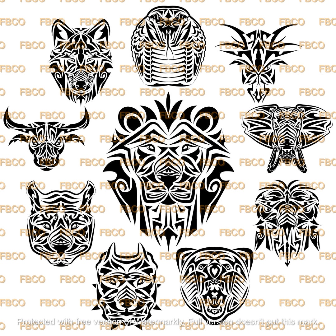 Fancy Tribal Tattoos SVG, EPS, PNG, Jpg, Tribal Tiger, Lion, Animal ...