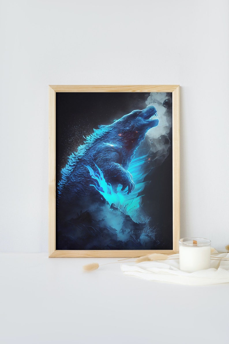 Godzilla Glowing Blue Lightning Print //COOL GODZILLA GRAPHICS ...