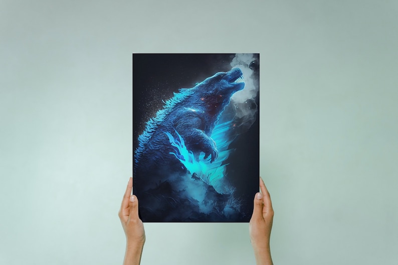 Godzilla Glowing Blue Lightning Print //COOL GODZILLA GRAPHICS ...