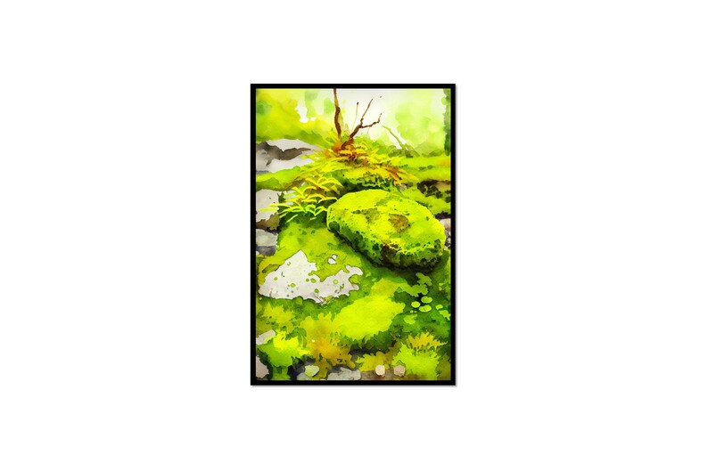 Moss Watercolor Painting, Digital Art Print, Watercolor Wall Art ...