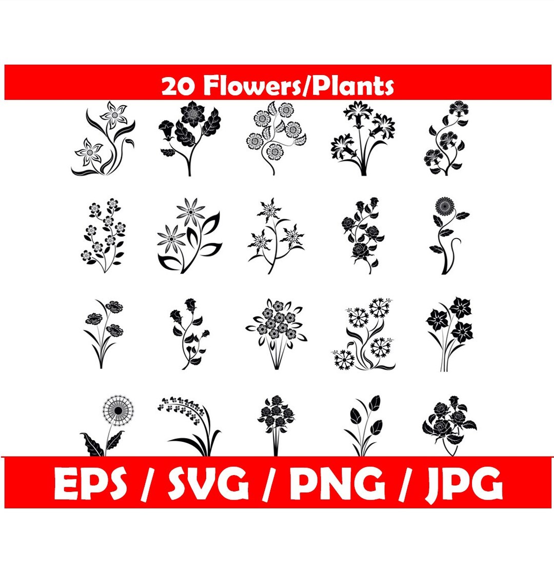 Flowers SVG, Plants SVG, Plant SVG, Flowers, Plants for Cricut, for ...