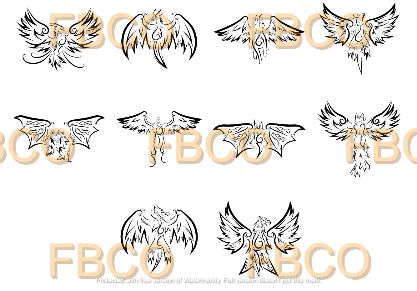Tribal Wings Birds SVG, EPS, PNG, Tribal Wings Clip Art, Tribal Wings ...