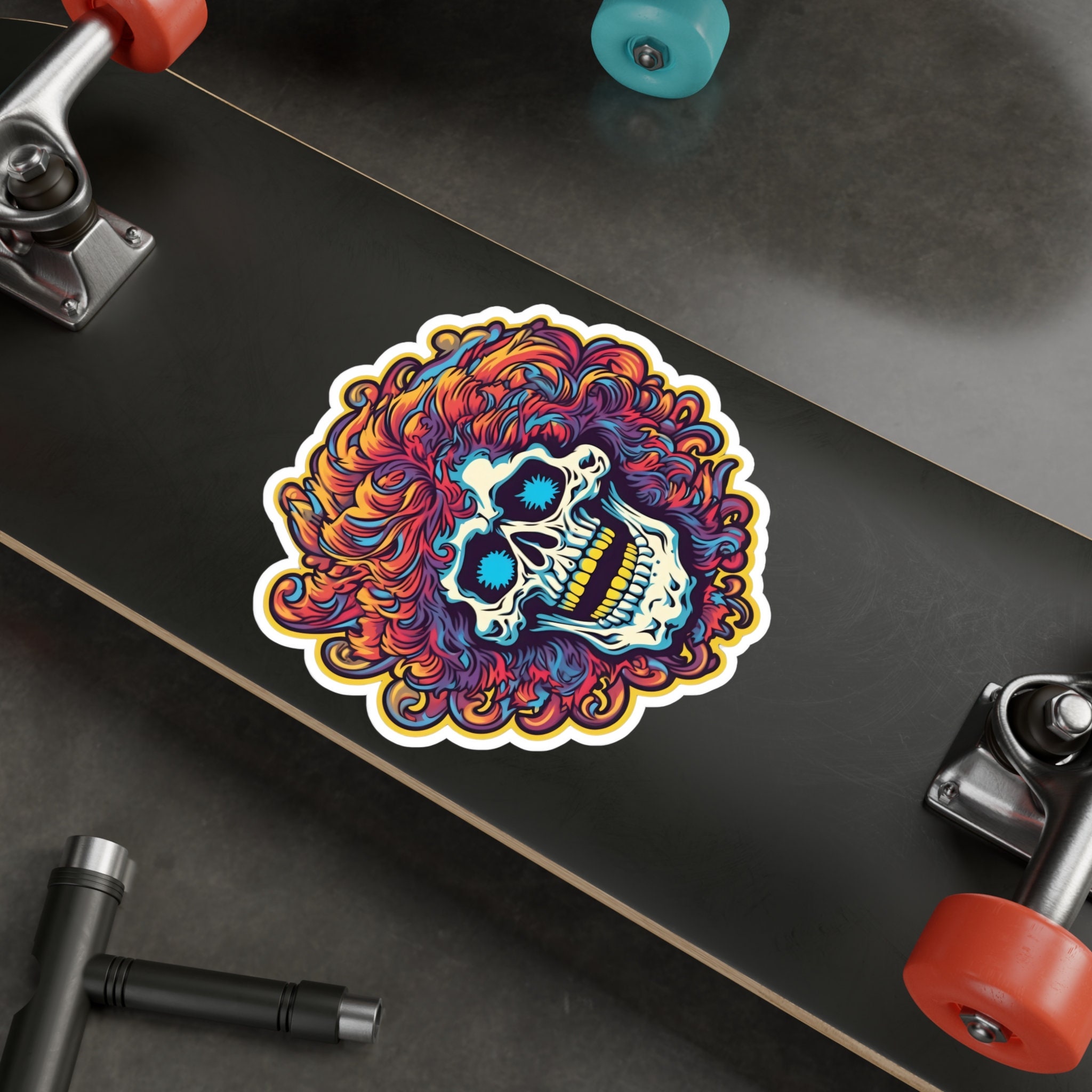 Psychedelic Skull VINYL DECAL STICKER for Laptop, Colorful Trippy High ...