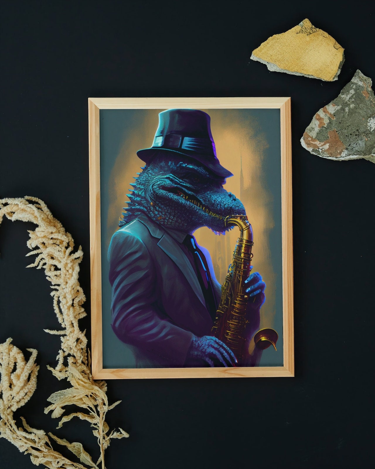 Godzilla Digital Print Art, Godzilla Playing Saxophone, Godzilla Art ...