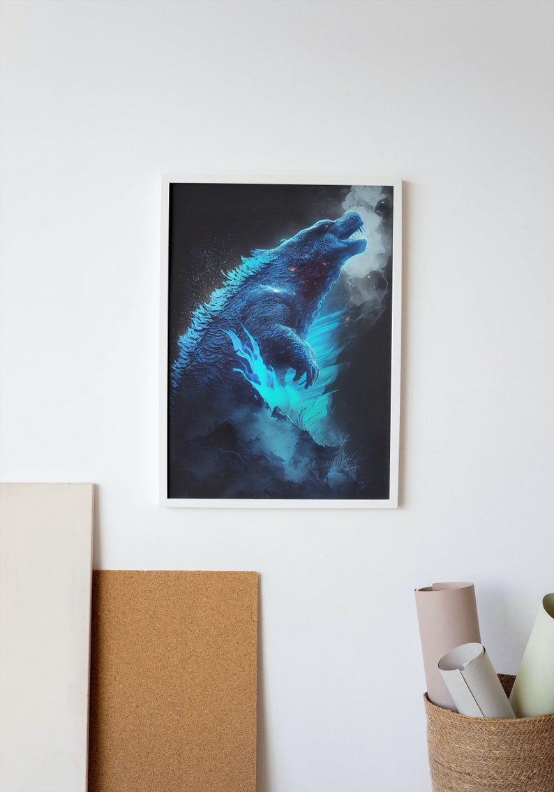 Godzilla Glowing Blue Lightning Print //COOL GODZILLA GRAPHICS ...