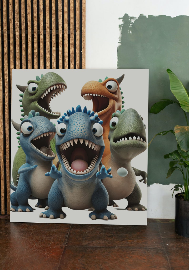 Dino Gang, Dinosaur Wall Art, Boys Kids Room Decor, Downloadable Art ...