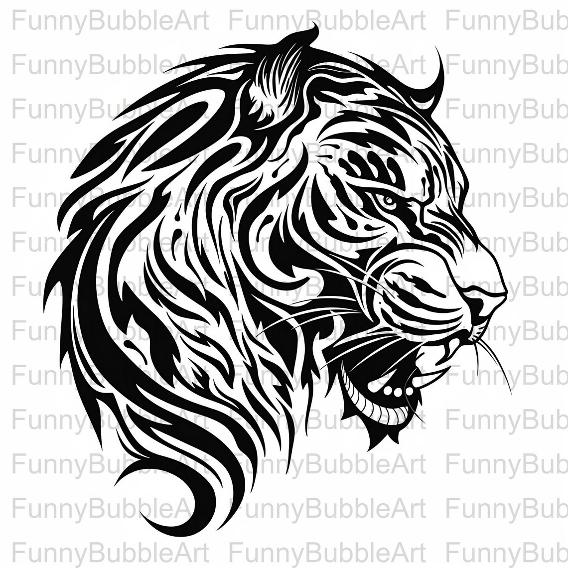 Tribal Tiger Tattoo Designs SVG Cut Files Tribal Tiger Cricut - Etsy
