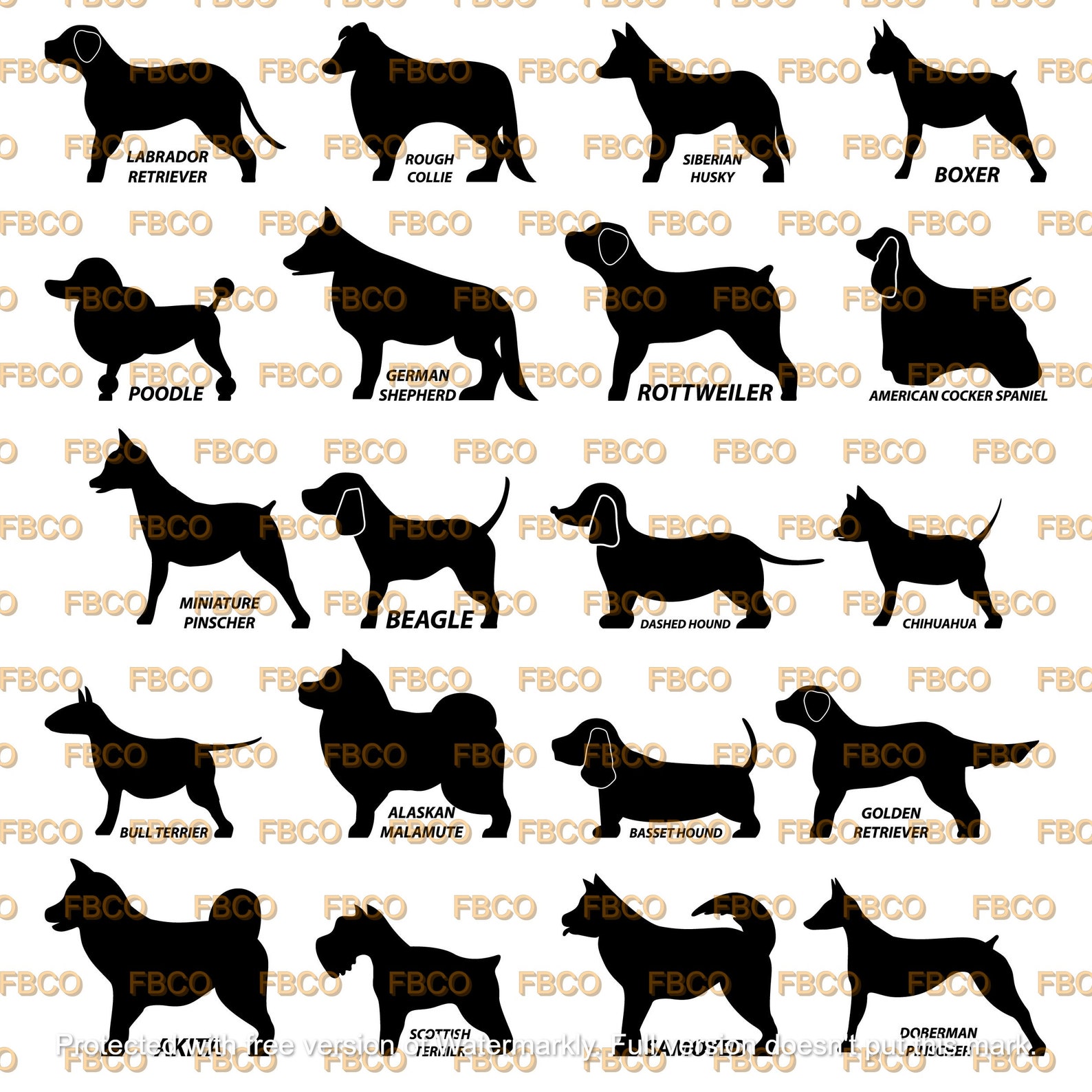 Dog Breed Faces and Bodies SVG, EPS, PNG, Jpg, Dual Dog Set of Dog ...
