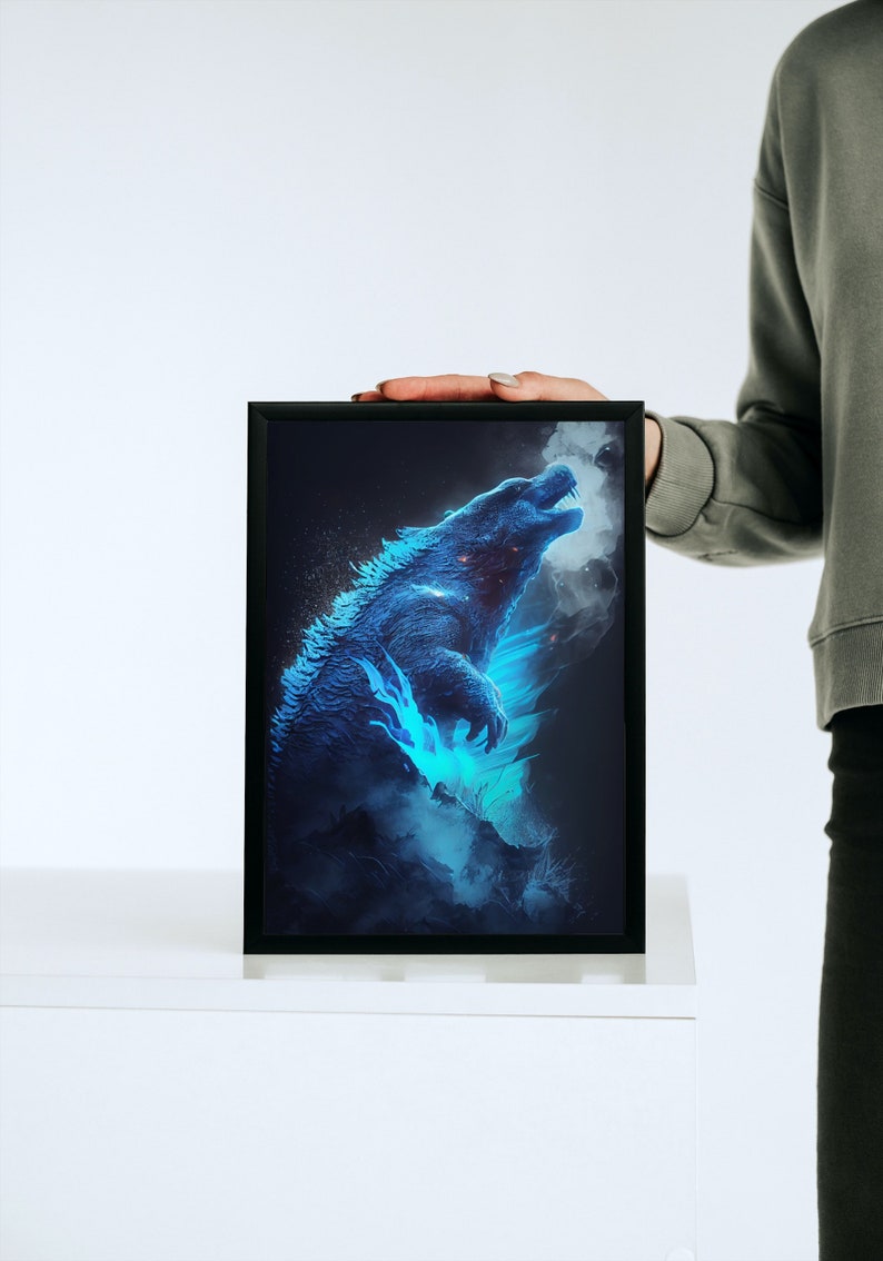 Godzilla Glowing Blue Lightning Print //COOL GODZILLA GRAPHICS ...