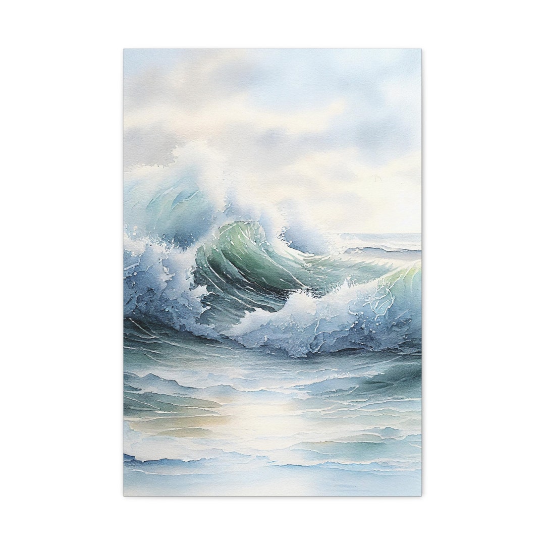 Watercolor Ocean Wave Beach Art Canvas Gallery Wraps - Etsy