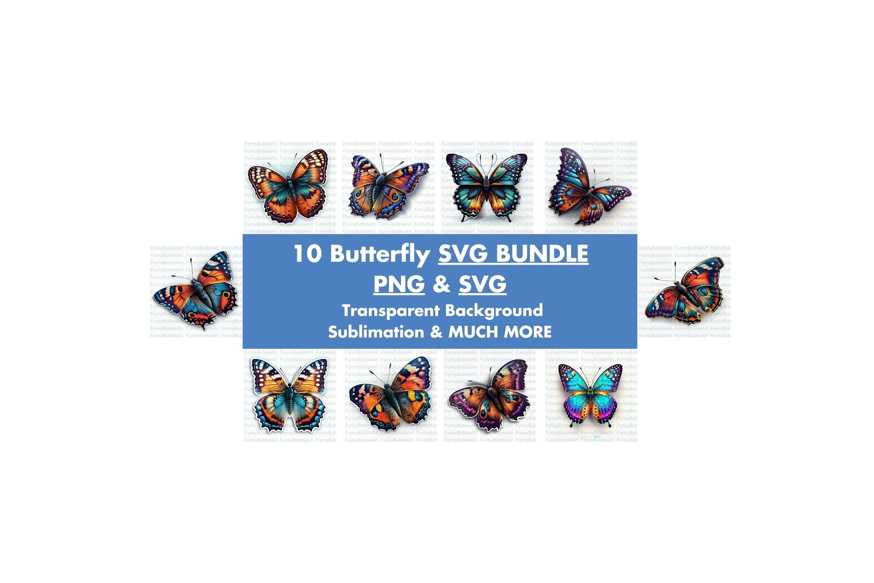 Butterfly SVG Bundle, 3D Butterflies SVG, PNG, 10 Butterfly Bundle ...