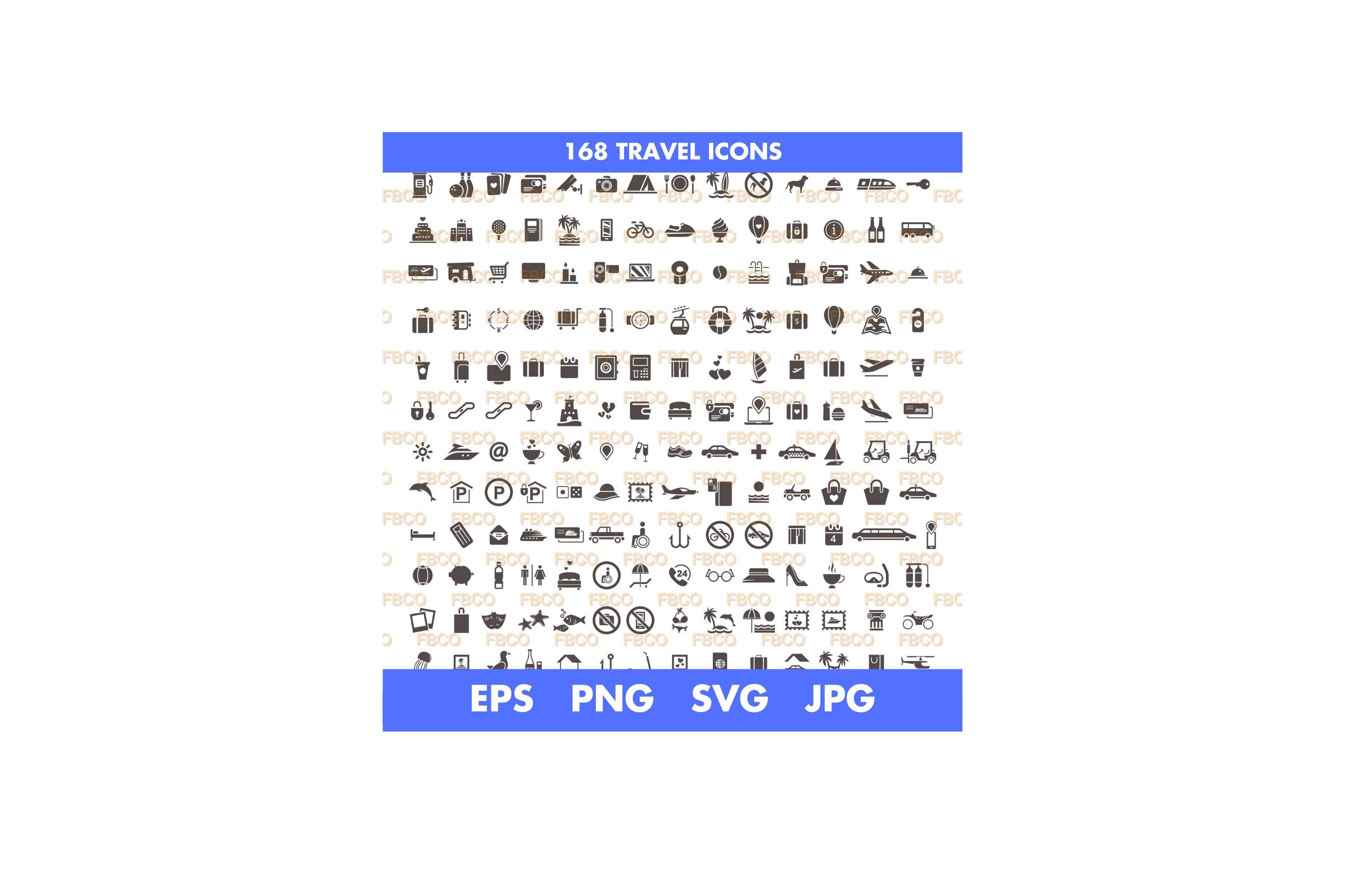 Travel Icon Set SVG, EPS, PNG, Jpg, 168 Travel Icons Set Bundle, Vector ...