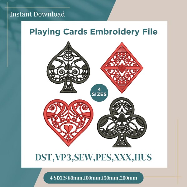 Playing Card Embroidery - Etsy