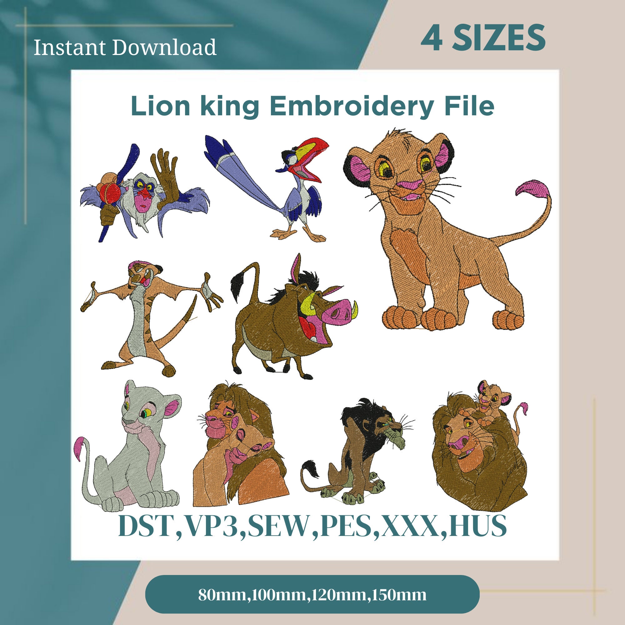 Simba & Mufasa Machine Embroidery Design LITTLE SIMBA Embroidery ...