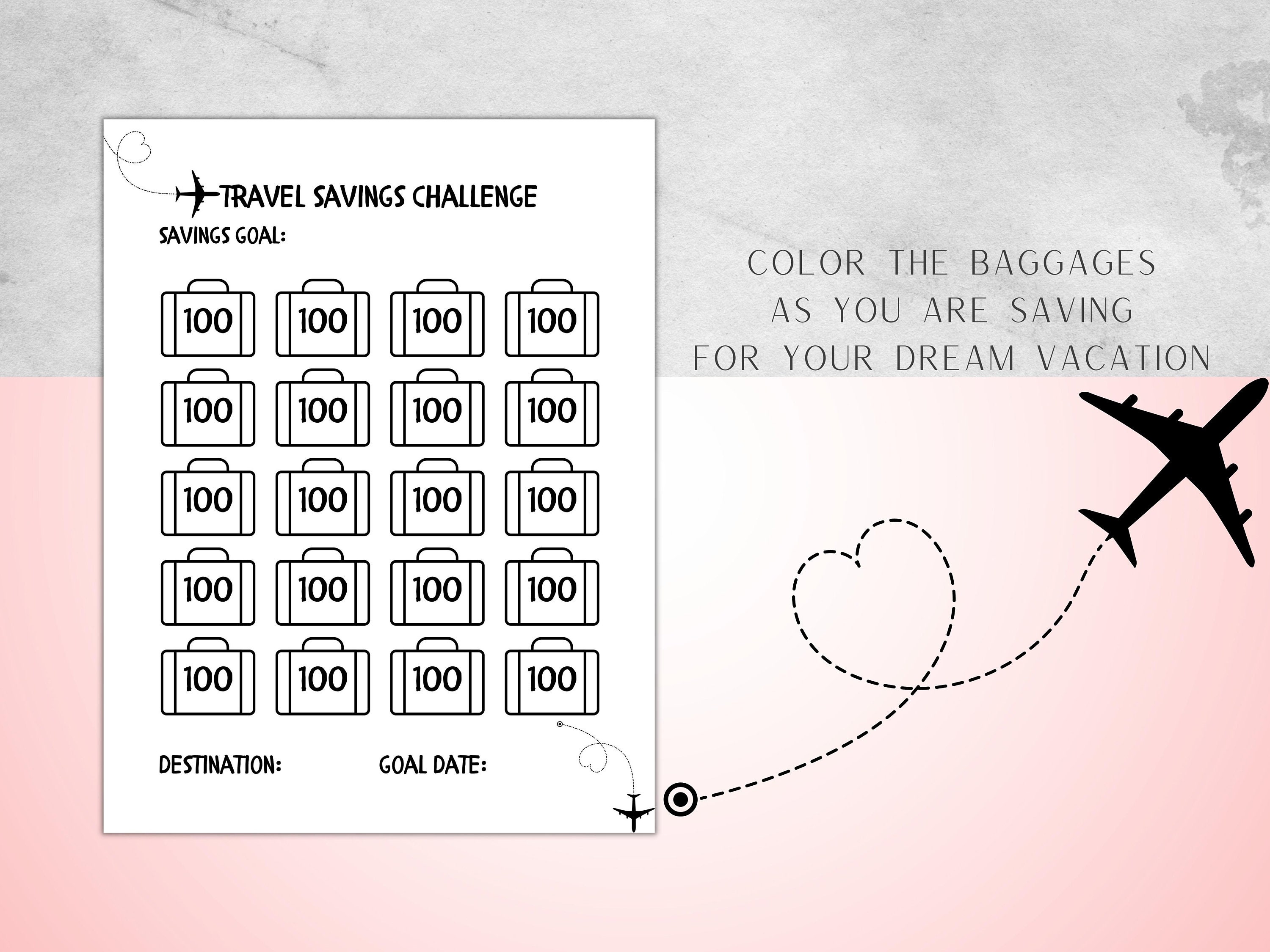 Travel Savings Challenge PRINTABLE Vacation Savings Tracker Savings ...