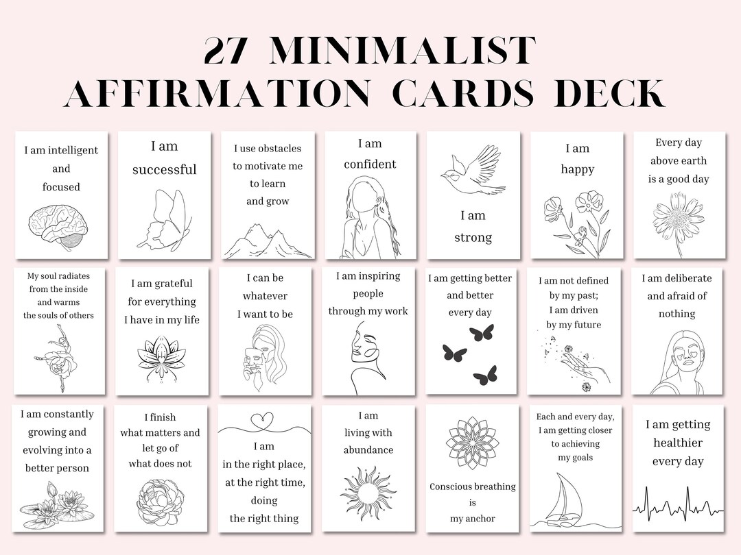 27 Minimalist Affirmation Cards Deck Printable Positive Etsy Australia