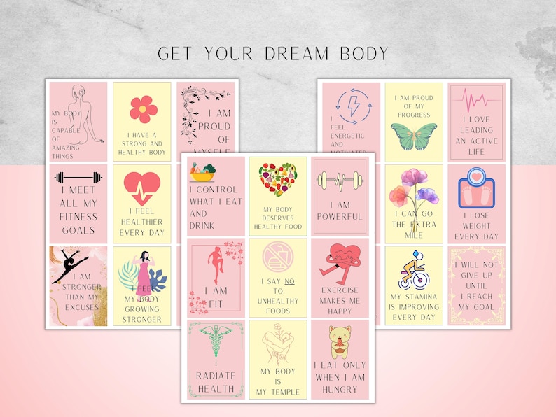 Fitness Affirmation Cards Deck PRINTABLE, Workout Quotes, DIGITAL ...